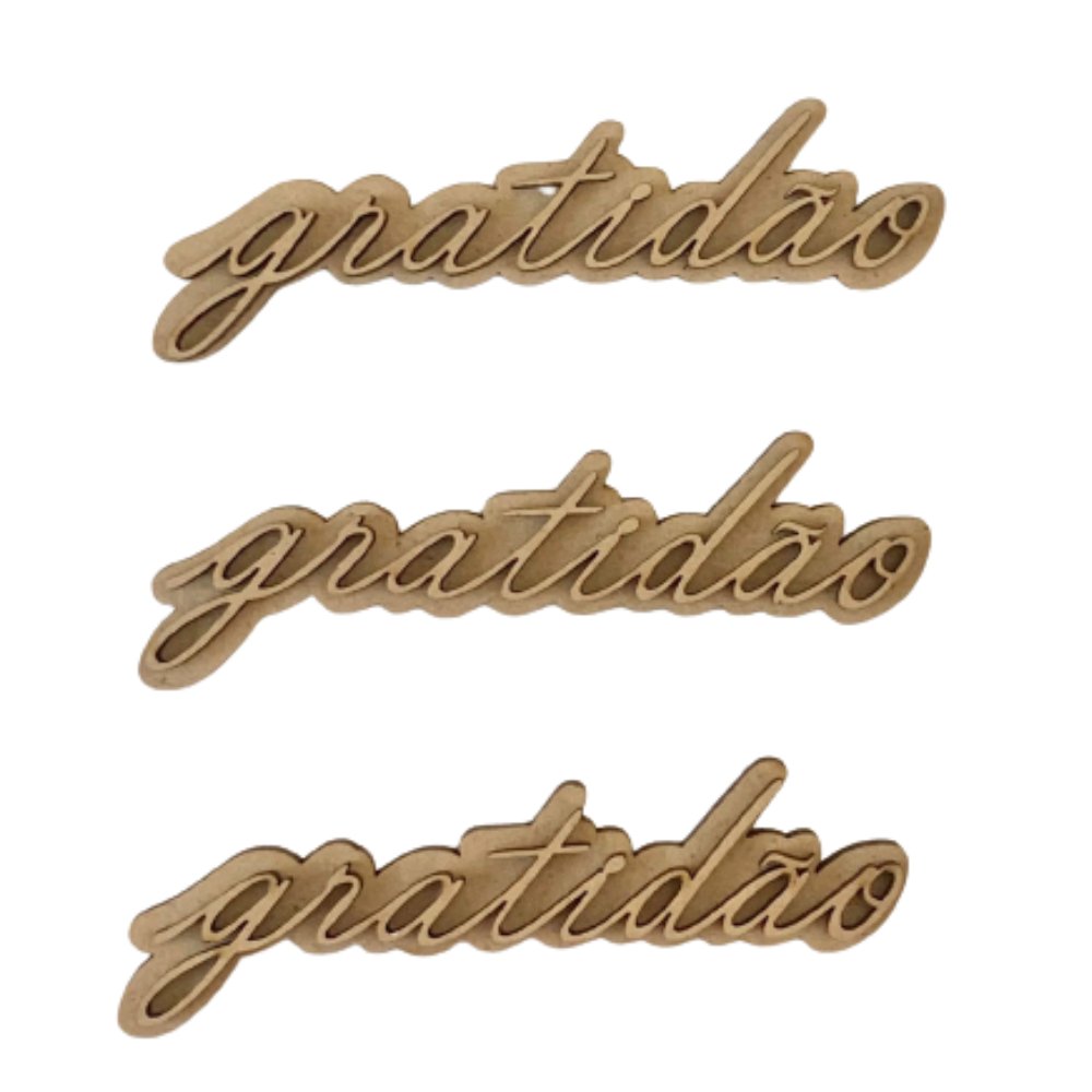 MDF na Web - cod: 2513 - Kit 3 Palavras Gratidão Com Fundo